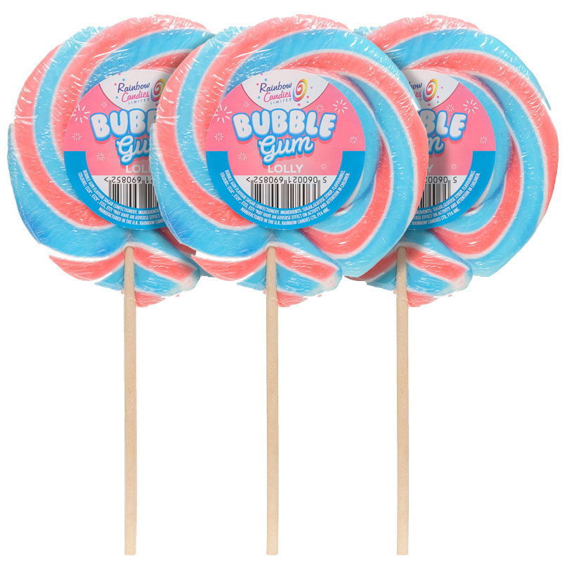 www.HamesChocolates.co.uk - Rock Wheel Lollipop - Bubble Gum x Outer of 12